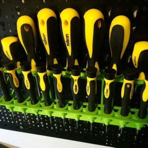 🪛 Screwdriver rack for desktop or pegboard・Free STL File for ・Cults