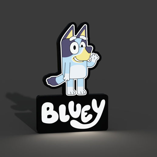 🔦 Bluey with Text Lightbox LED Lamp・ STL File for ・Cults