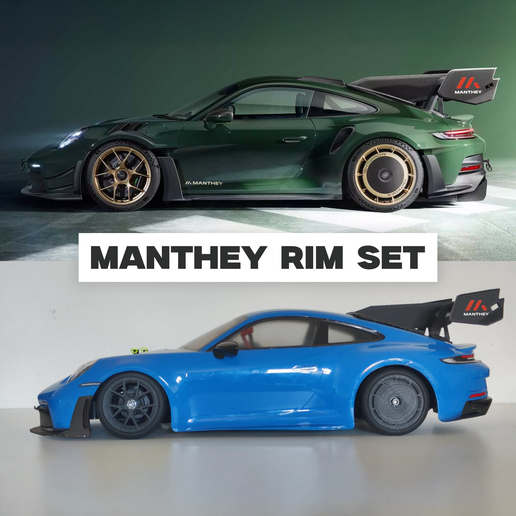 🛞 1/10 RC Porsche 911 (992) GT3 RS Manthey Wheel Set・ STL File for 3D ...