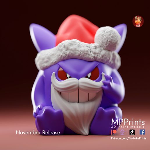 3D file Santa Gengar and tree ornament- presupported and multimaterial ...