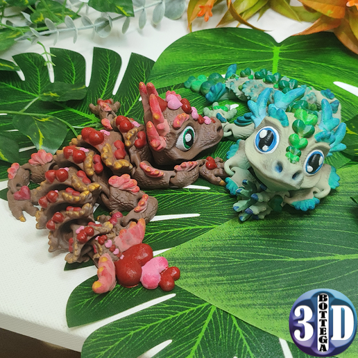 🐉 Love-ly Tiny Dragon, Articulated・Free 3D File for 3D printing・Cults