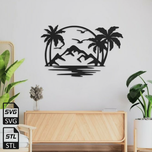 🌳 Palm Tree 2D Wall Art STL SVG・ STL File for 3D printing and CNC ...