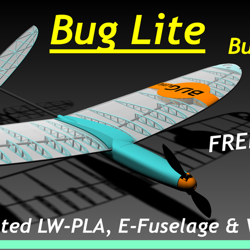 🐛 "Bug Lite" - 3D Printed Electric DLG (F5K)・Free 3D File for 3D printing・Cults