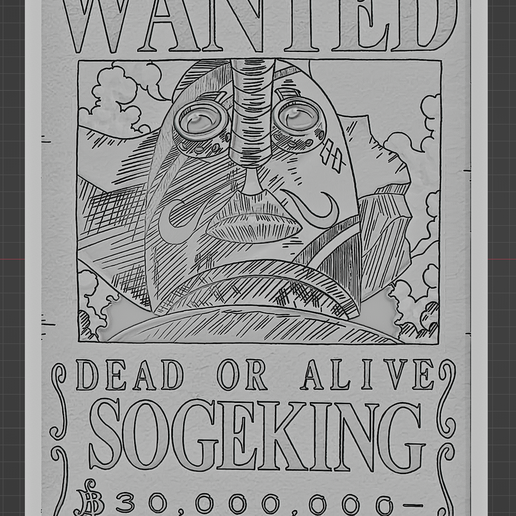 💬 sogeking wanted poster - one piece・ STL File for 3D printing・Cults