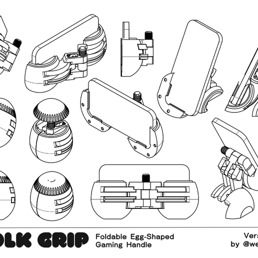 📱 Yolk Grip - Foldable Egg-Shaped Smartphone Handle・ STL File for 3D ...