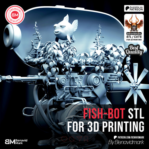 🤖 Fishbot STL・ 3D File for 3D printing・Cults