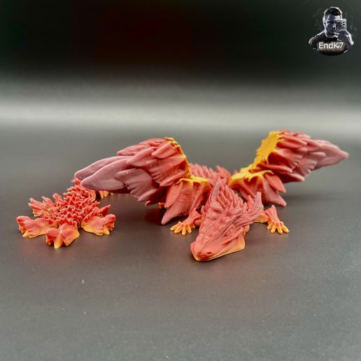 🐉 Big Glorious Dragon - Winged - Articulated - Multicolor - Print in ...