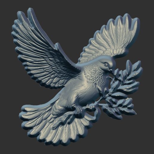 STL file white dove with olive branch cnc 🕊️ (OBJ)・Model to download ...
