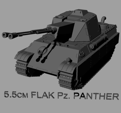🔩 5.5cm FLAK Pz. PANTHER 1/56 28mm・ STL File for 3D printing・Cults