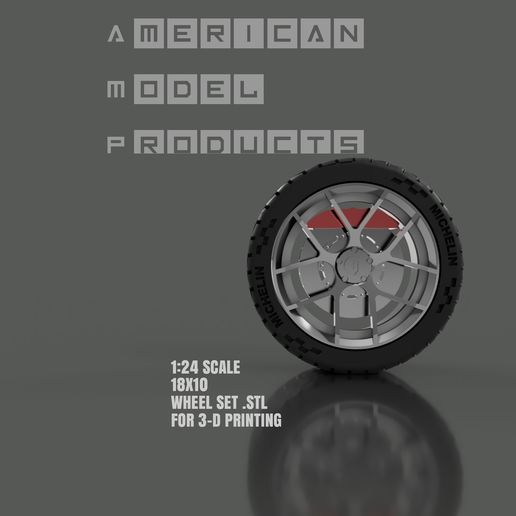 🛞 1:24 Scale 18x10 Wheel Set for Scale Modeling・ STL File for ・Cults