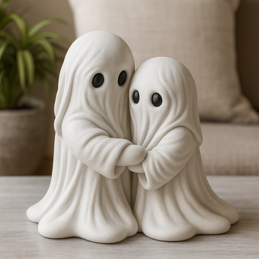 👻 Cute Ghost Couple Hug – 3D Printable Halloween Decoration Figurine ...
