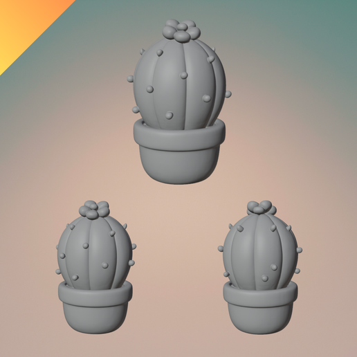 🌵 Cute Cactus Decor in Flower Pot – 3D Model for Printing and Painting ...