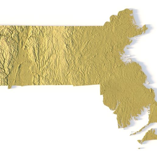 🗺️ Massachusetts Topographic Map – 3D Model for 3D Printing & CNC ...