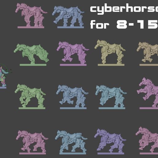 💂 8-15MM CYBER-HORSE・Free 3D File for 3D printing・Cults