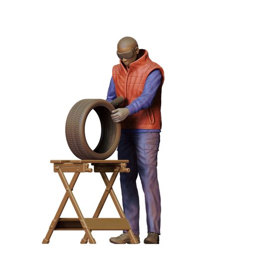 STL file N13 Mechanic fixing and changing the tires 🧑‍🔧 (OBJ and 3MF ...