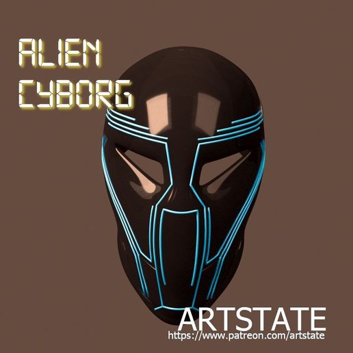 👽 Alien Cyborg Helmet・ 3D File for 3D printing・Cults