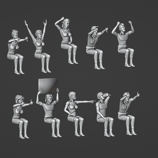 🎲 Gaslands 20mm Scale Seated Fan Figure Set STL – 3D Printable ...