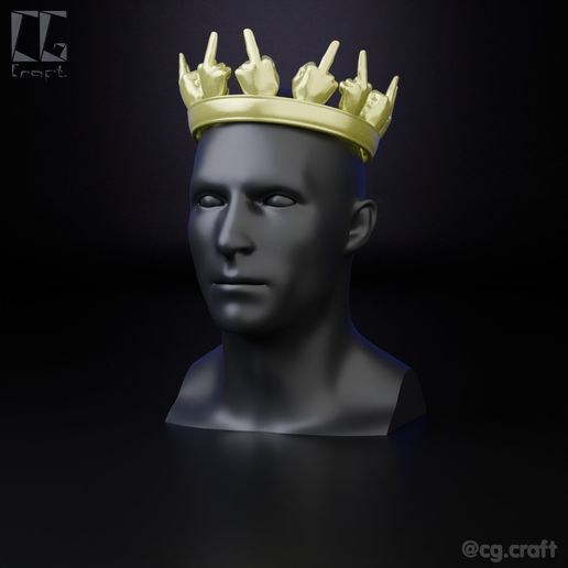 👑 Middle finger crown・ 3D File for 3D printing・Cults