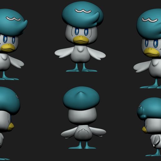 🐉 Pokemon - Quaxly, Quaxwell and Quaquaval with 2 poses・ STL File for ...