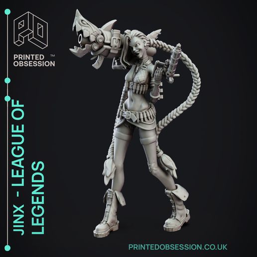 👙 Jinx - League of Legends - 25cm Fanart Model・Free 3D File for ・Cults