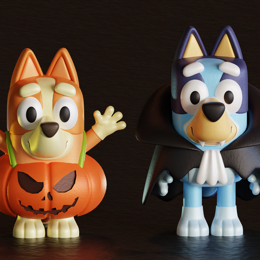 🎃 Bluey and Bingo Halloween・ 3D File for 3D printing・Cults