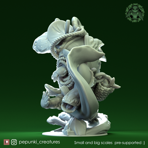🦎 Hellbender Giant Salamander Fisherman STL DND FIGURE・ STL File for 3D ...