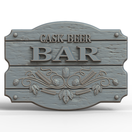 📁 3D Model STL File for CNC Router Laser & 3D Printer 1889. Bar Sign・文件 ...