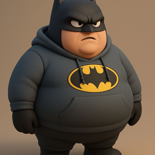 🦸 Fat Batman in Hoodie・ STL File for 3D printing・Cults