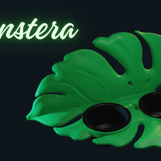 🆓 Monstera Leaf Feeding Ledge [Detailed] with FREE Cup STL !!・ 3D File ...
