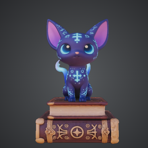 🐱 Arcane Familiar Cat on Spellbooks – Cute Magical Chibi・Free STL File ...