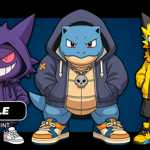 🐉 Hood Gang Pokemon Bundle Blastoise, Gengar and Zeraora・ STL File for ...