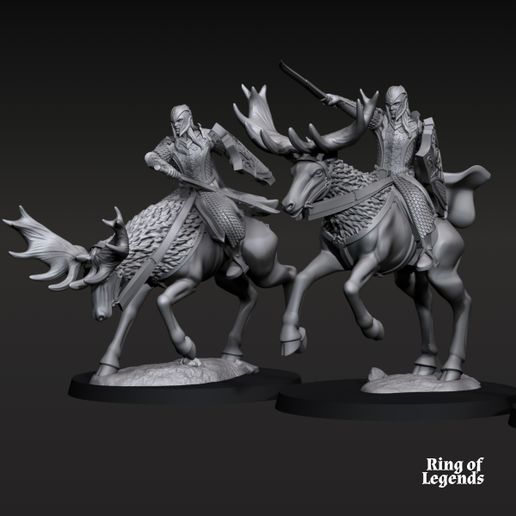 3D file 3x Armoured Wood Elf on Elk - Mounted | Wood Elves | Fantasy ...