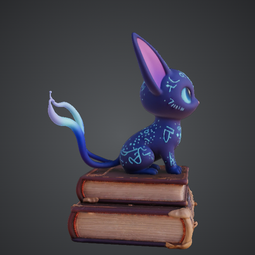 🐱 Arcane Familiar Cat on Spellbooks – Cute Magical Chibi・Free STL File ...