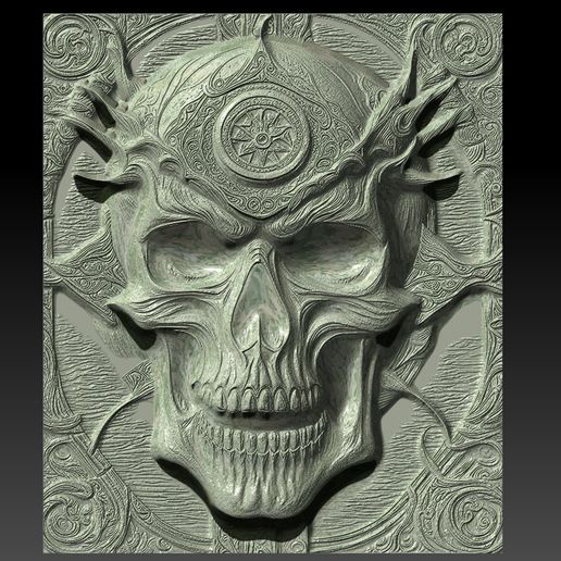 💀 Infernal Skull Relic - Gothic Bas Relief・Free STL File for 3D ...
