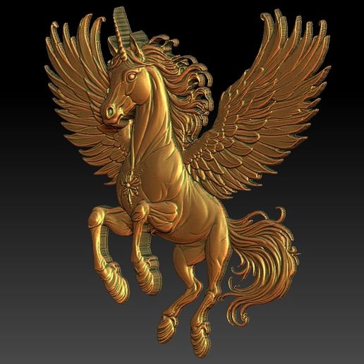 🦄 Unicorn CNC Relief Model・ STL File for 3D printing・Cults