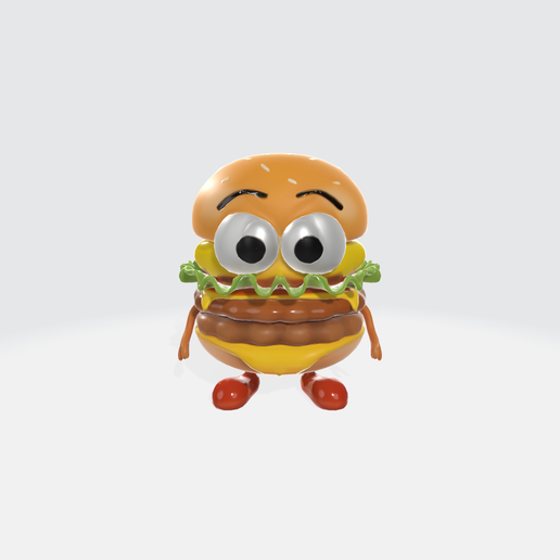 🍔 Cartoon Burger Character 3D Model - Food Mascot・ 3D File for 3D ...