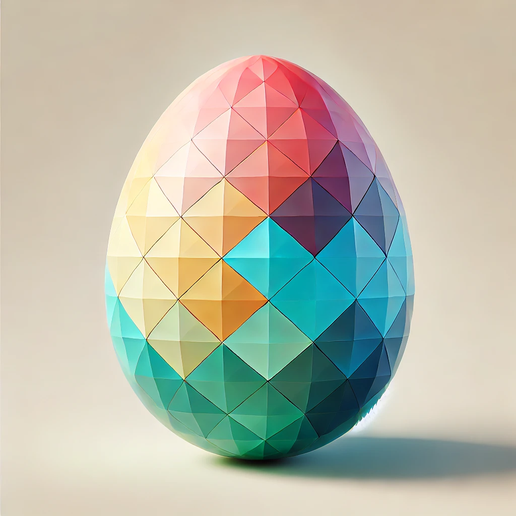 🥚 Low-Poly Easter Egg with Geometric Pattern・Free STL File for 3D printing・Cults