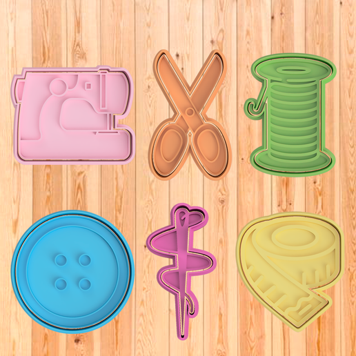 STL file Sewing Machine set cookies cutters - Sewing machine cookie ...