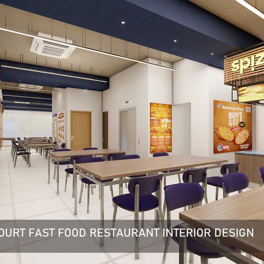 🍔 Food Court fast food Restaurant Interior Design・ OBJ File for ・Cults
