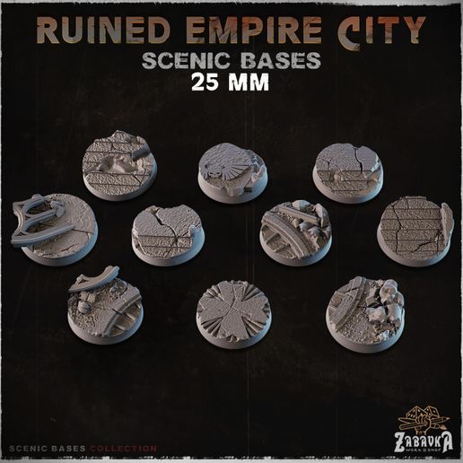 🏙️ Ruined Empire City - Scenic Bases (25mm Bases)・ 3D File for 3D ...