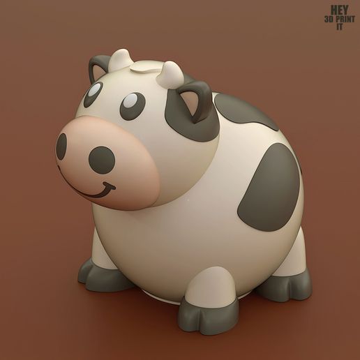 🐄 Cow Piggy Bank Print In Place・ STL File for 3D printing・Cults