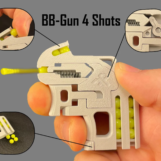 🔫 BB Gun | 4 Shots | built in magazine・Free 3D File for 3D printing・Cults
