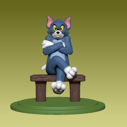 STL file tom the cat angry sitting meme from tom and jerry 🐱 ・3D print ...