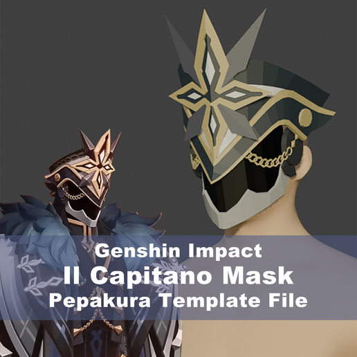 🪖 Genshin impact Il Capitano Helmet Mask EVA Foam Pepakura Template ...