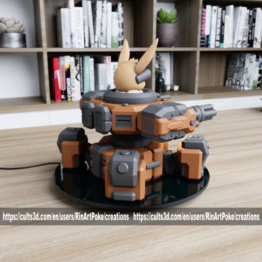 🐉 POKEMON - eevee mecha tank (EASY PRINT NO SUPPORT)・ STL File for ・Cults