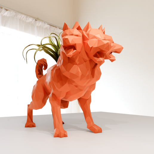 🪴 cerberus low poly roaring planter pot flower vase stl・ STL File for ...