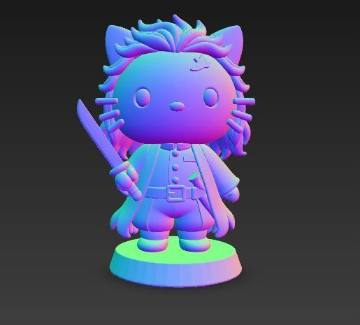 👋 demon slayer kimetsu no yaiba hello kitty chococat rengoku・ STL File ...