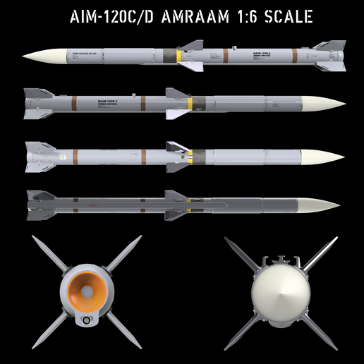 🚀AIM-120 C/D AMRAAM - 1:6 Scale - High Detail -3D Print Ready・ STL File ...