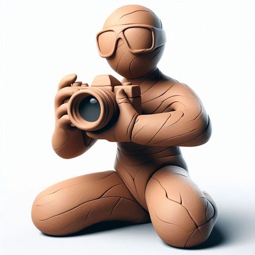 👨 Clay Man with Camera 3D Print Showpiece – Artistic Figurine・ STL File ...