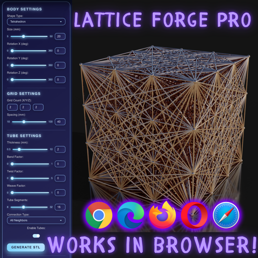 3D file LatticeForge Pro: 3D Printable Geometric Structures Generator 👽 ・Template to download ...